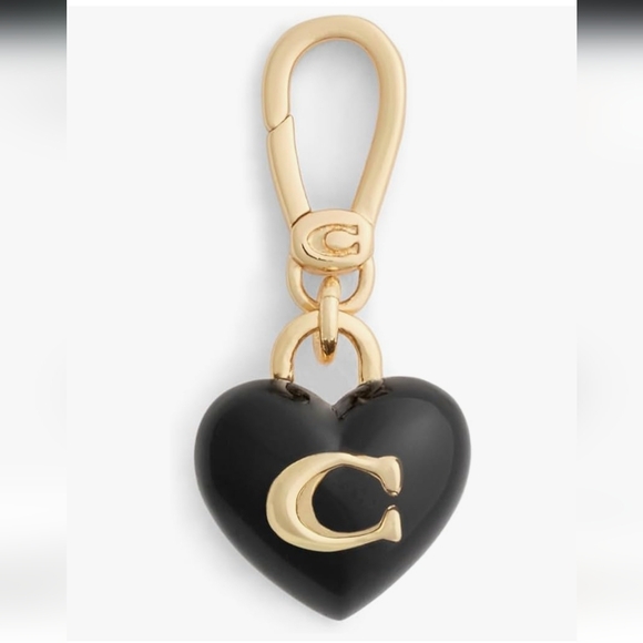 Coach | Accessories | Coach Black Heart Key Holder With Gold Accents ...